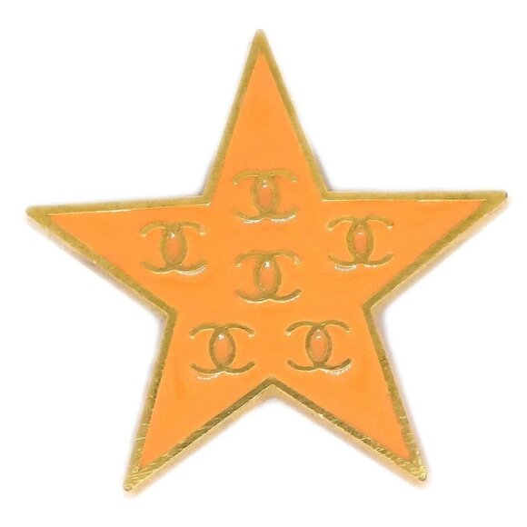 CHANEL | Jewelry | Chanel Star Brooch Pin Orange P 194128 | Poshmark